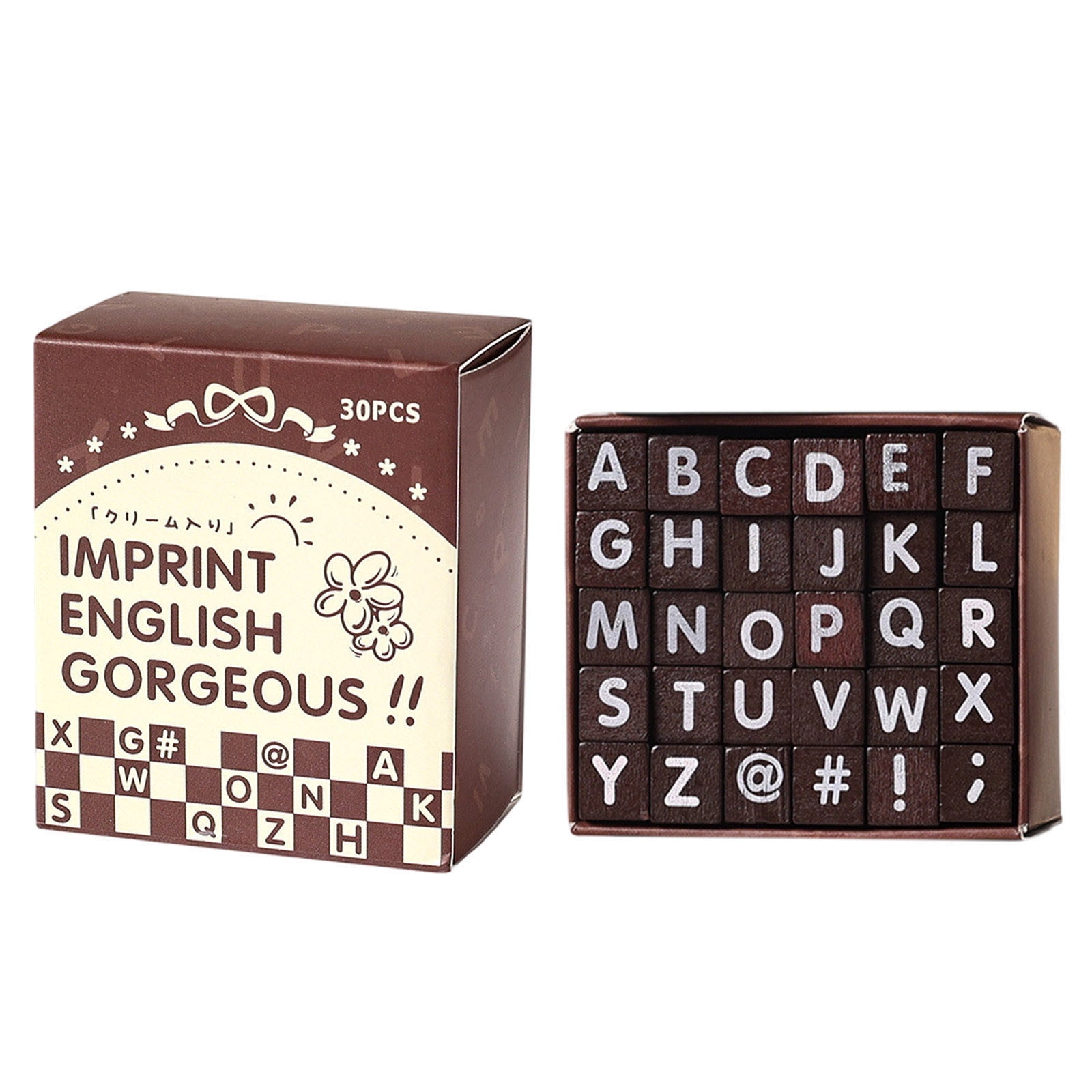 A Wooden English Letter Stamps, Capital Alphabet Diy Craft Set, For ...