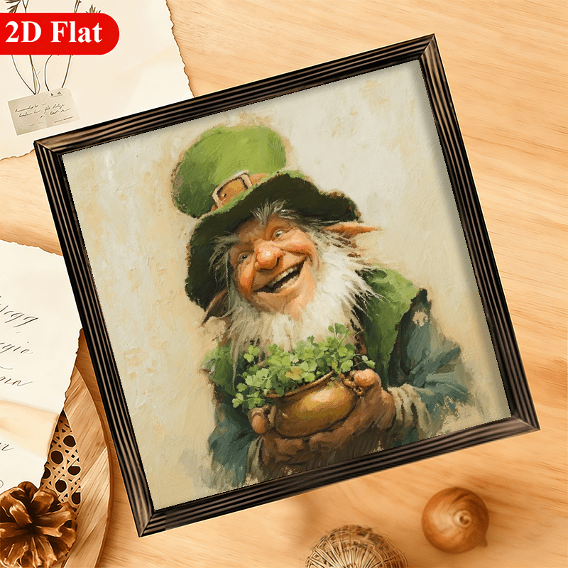A Wooden Framed Sign Featuring a Cheerful Leprechaun with a Pot of ...
