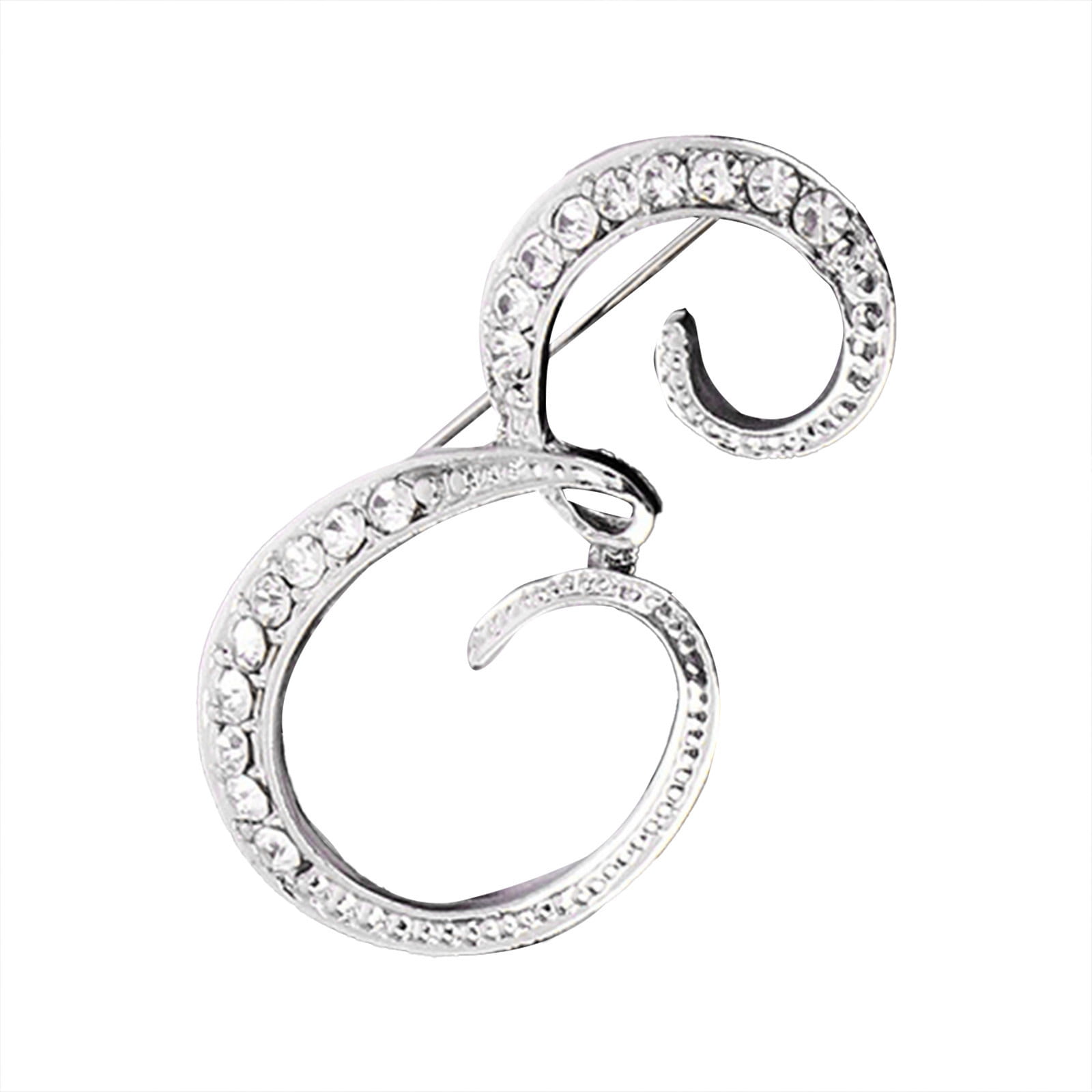 A-Z 26 Letters Pins Brooches Metal Broaches Pins-Clear Initial ...