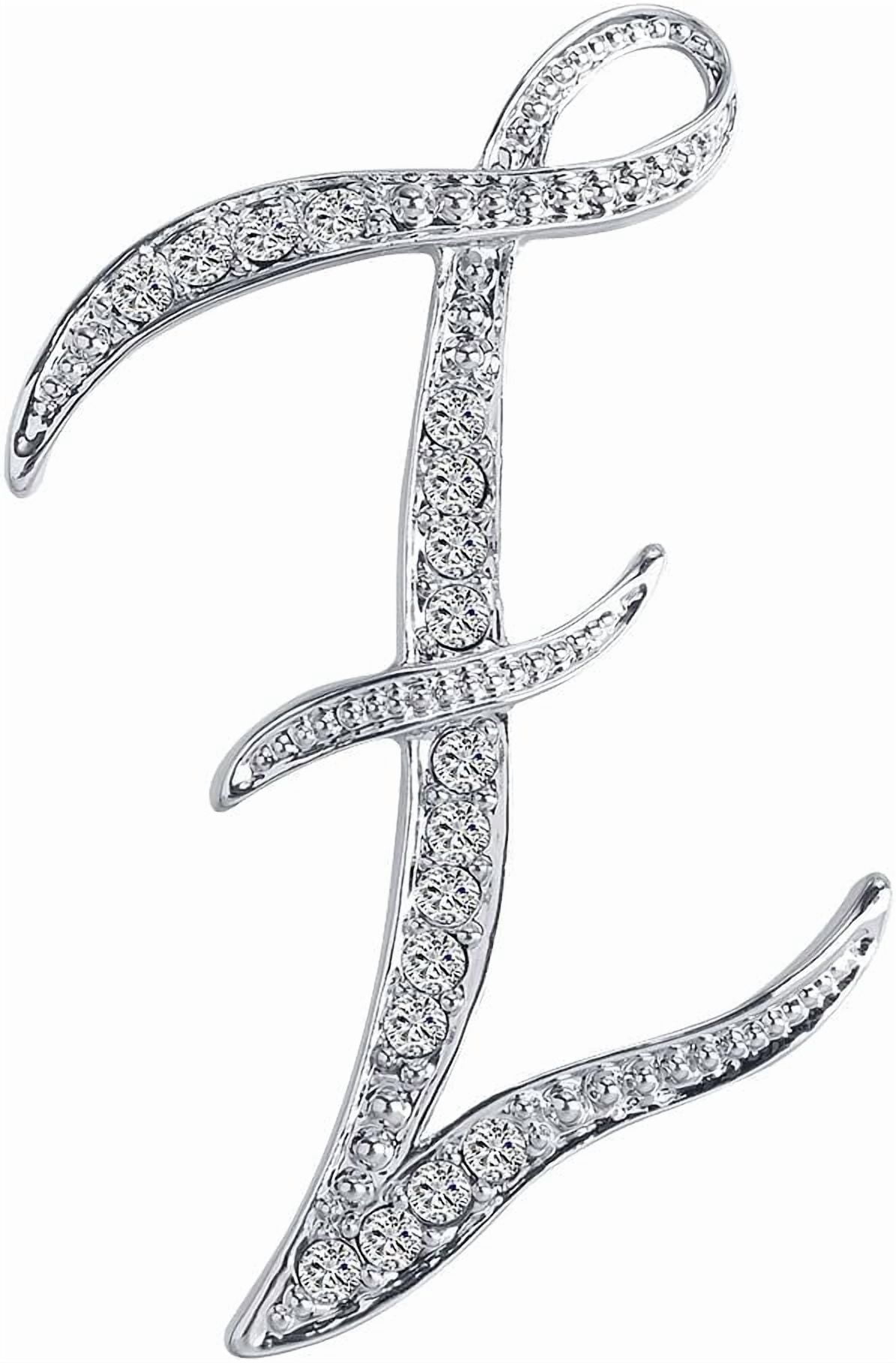 A-Z 26 Letters Pins Brooches Silver Plated Metal Broaches Pins-Clear ...