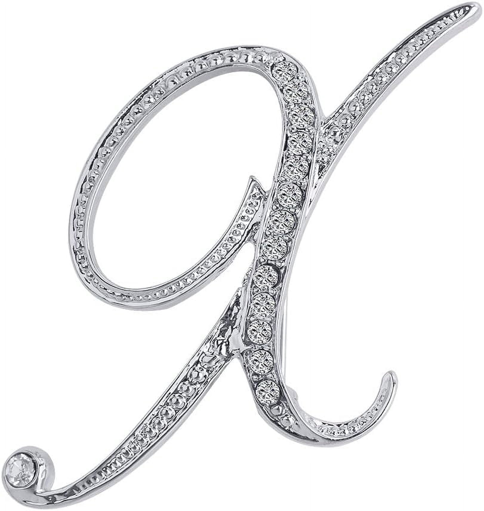 A-Z 26 Letters Pins Brooches Silver Plated Metal Broaches Pins-Clear ...