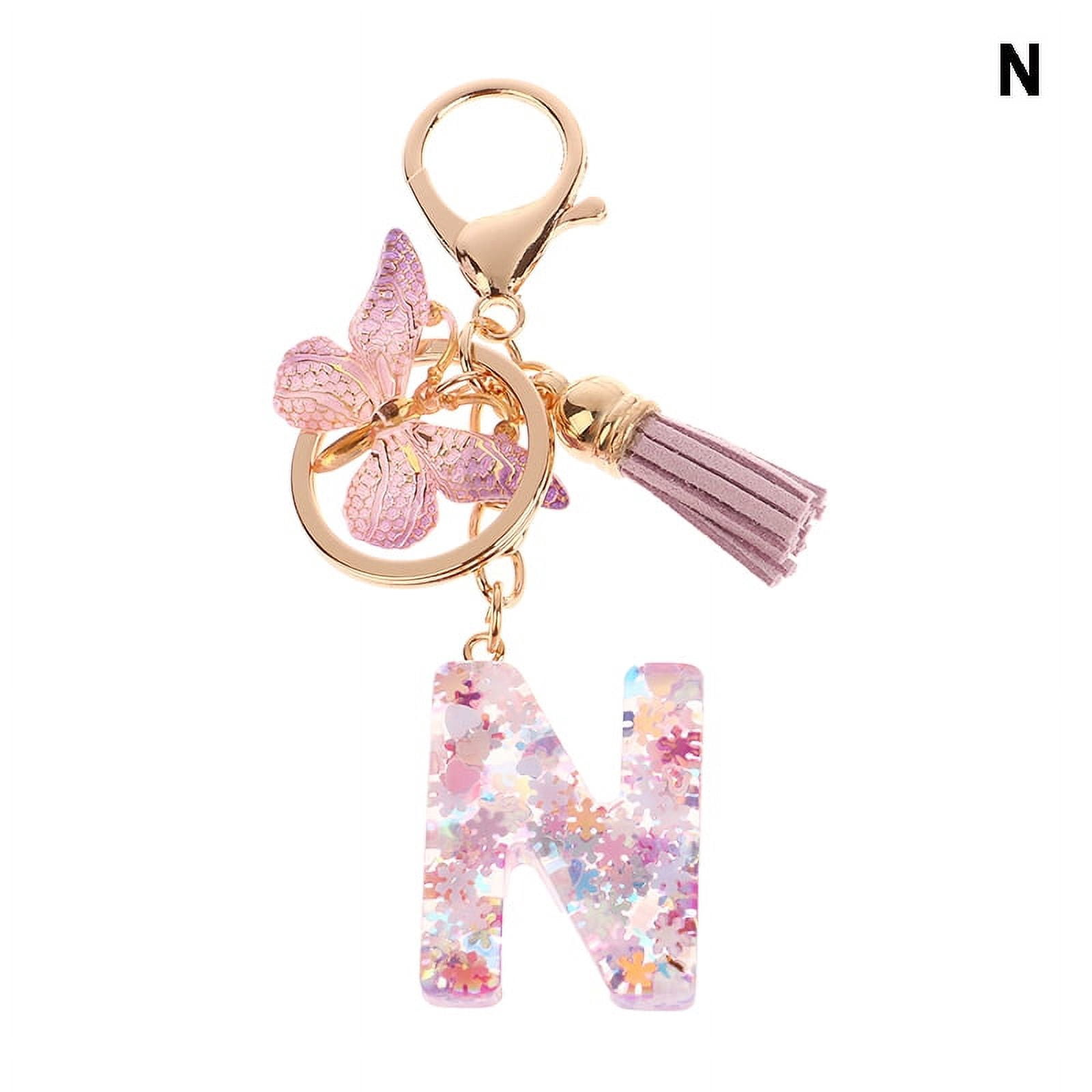 A-Z Dreamy Sequin Letters Keychain For Women Tassel Butterfly Pendant ...