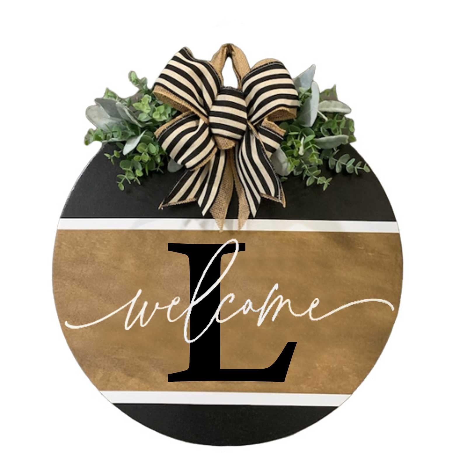 A Z Last Name Front Door Wreath Front Door 26 Letter Farmhouse Wreath ...