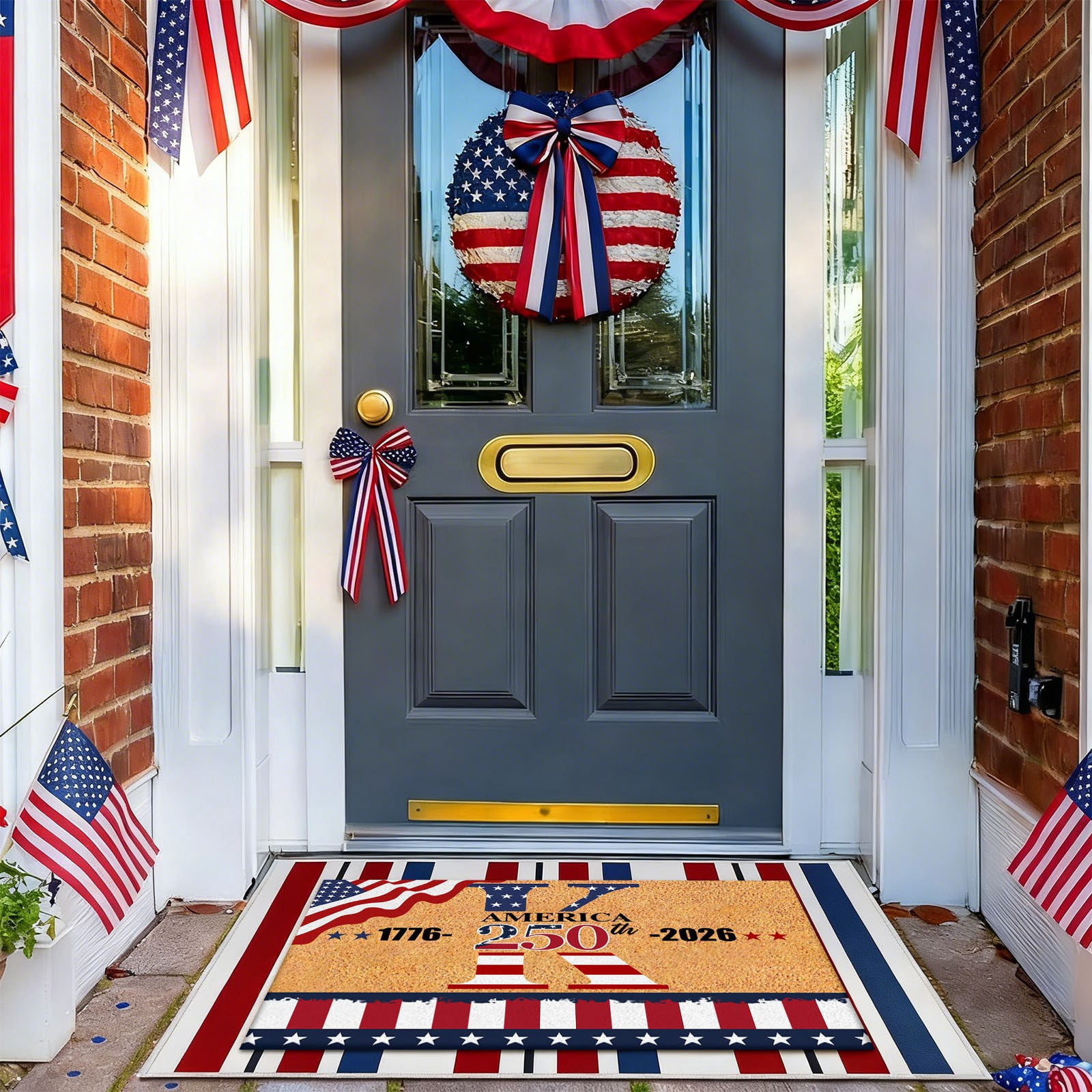 A-Z Letter Last Name 250th Anniversary of the United States Rug, 1776 ...