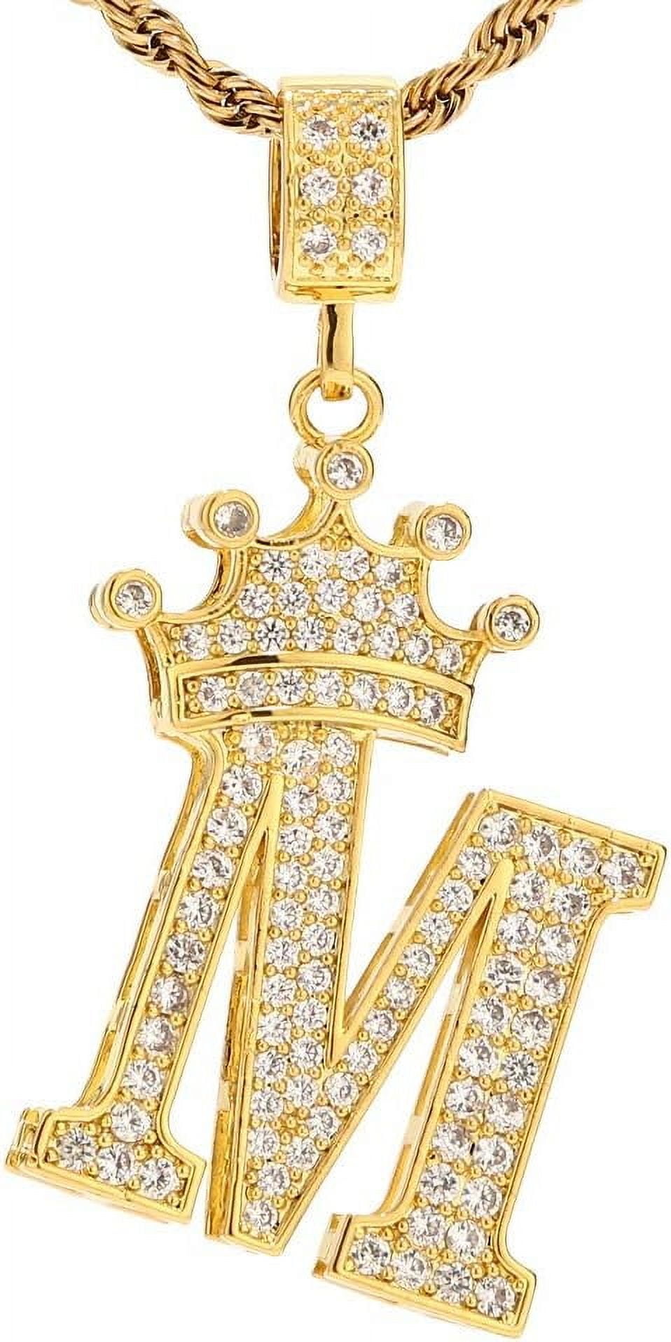 A-Z Letters Necklace Crown Necklace For Men Women 18K Gold Plated ...