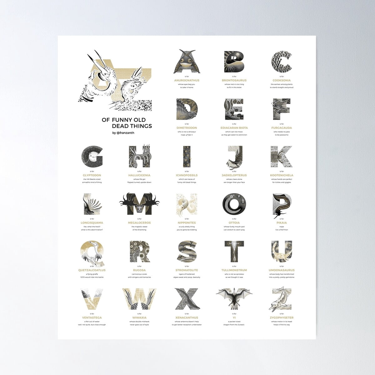 A-Z Of Funny Old Dead Things Poster Wall Art Modern Wall Decor For ...