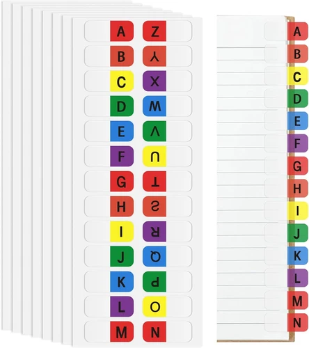 A-Z Sticky Alphabet Tabs, Colorful Self-Adhesive Letter Index Tabs for ...
