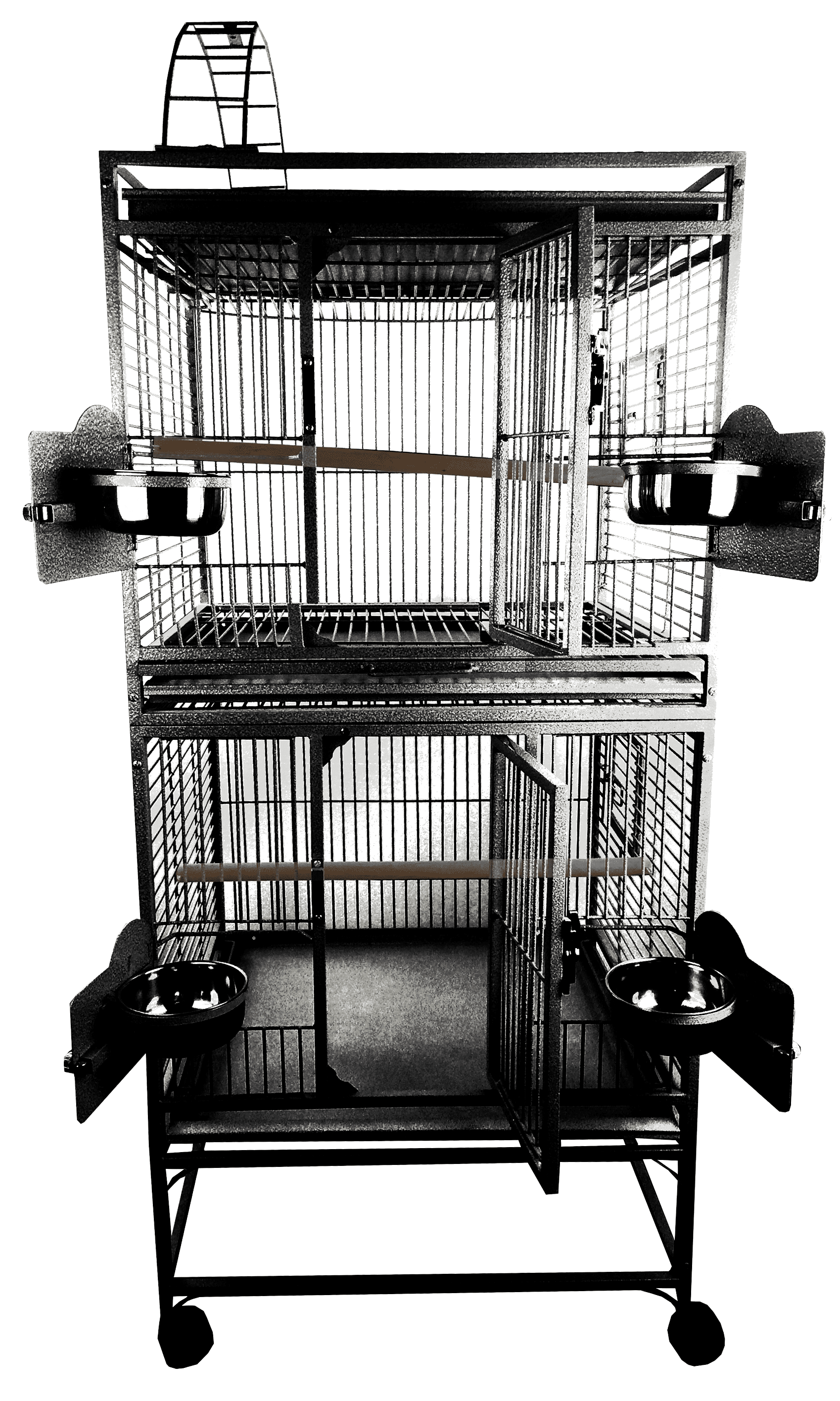 A and E Cage Co. 24"x22" Double Stack Cage with Play Top - Black ...