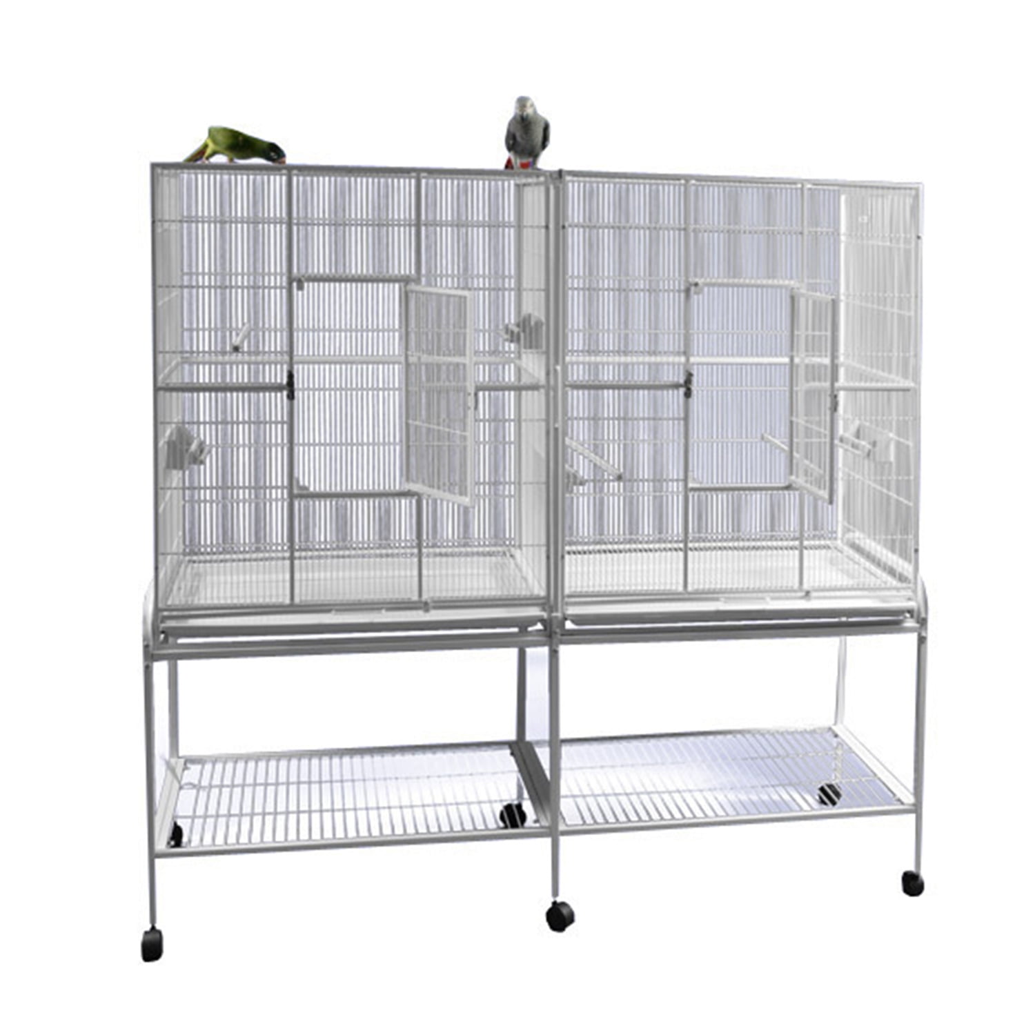 A and E Cage Co. Double Flight Cage-PureWhite - Walmart.com