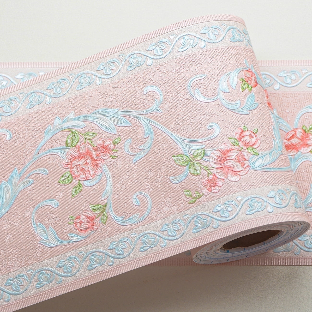 A-b-cil Bathroom Mirror Frame Border Sticker 196"X4.1" Pink Flower ...