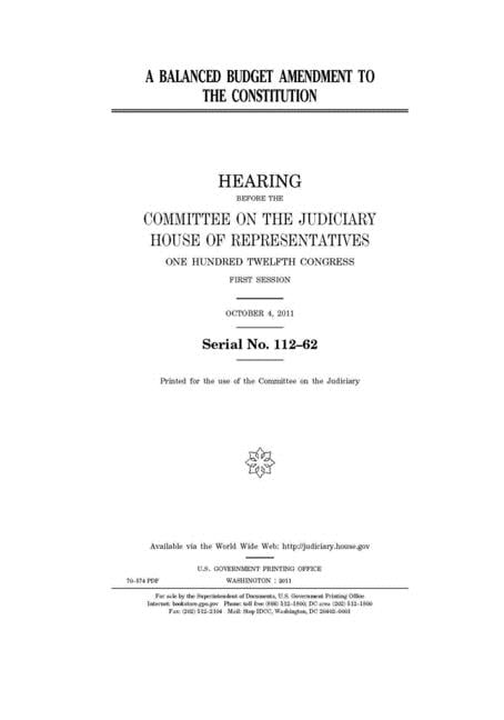 A balanced budget amendment to the Constitution (Paperback) - Walmart.com