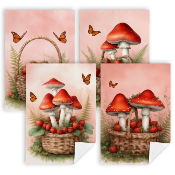 A basket full of strawberries with butterflies flying aroundkitchen ...