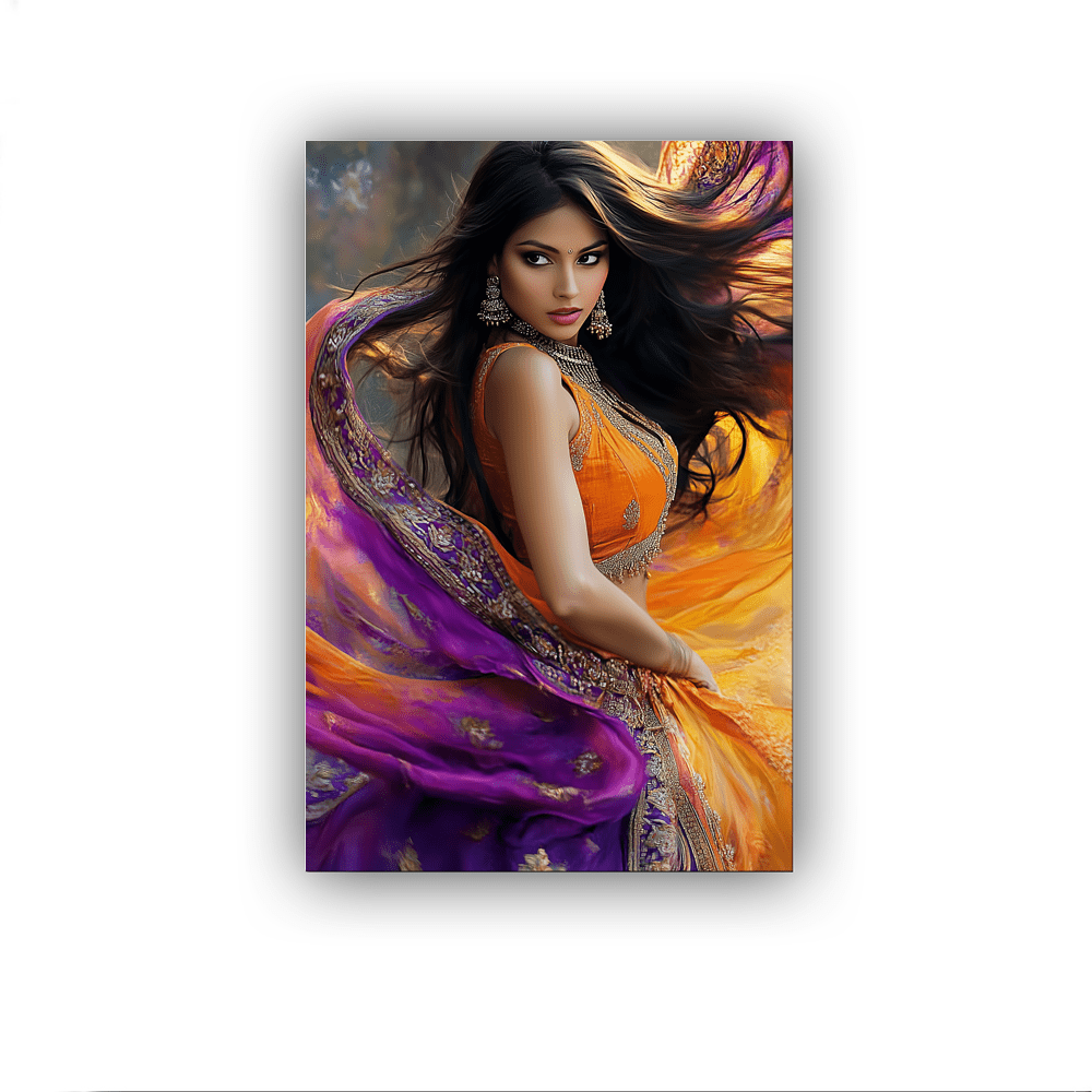 A beautiful Indian woman in Indian robes Poster Canvas Print Wall Art ...