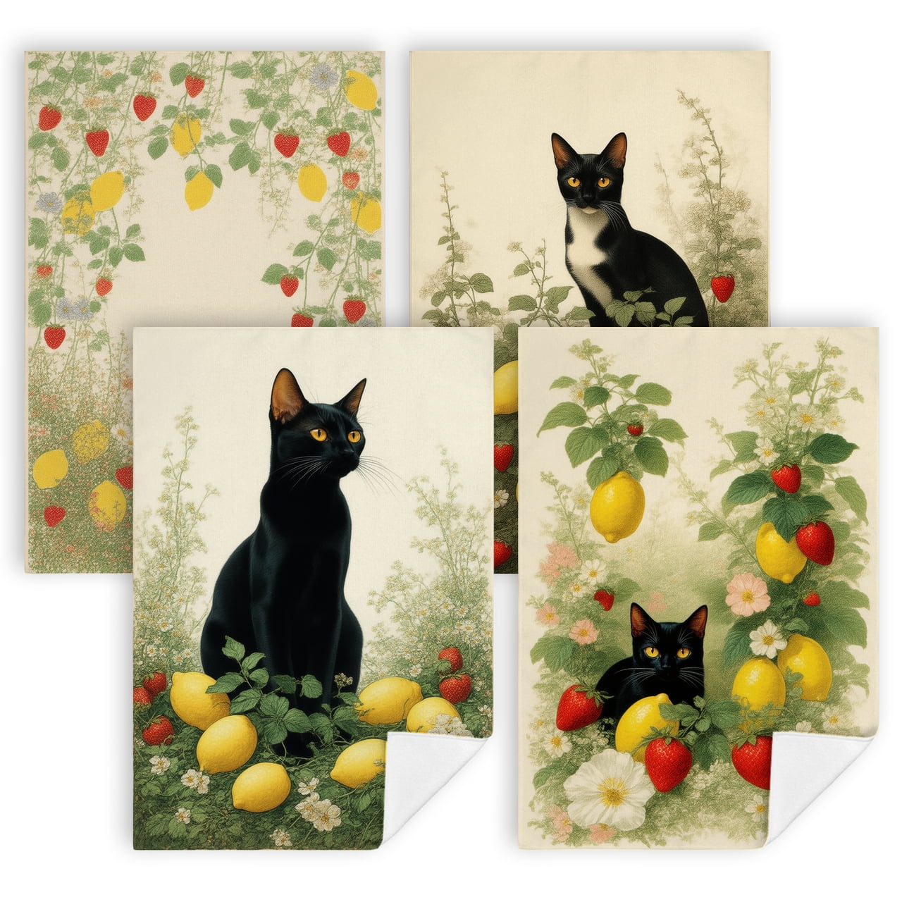 A black cat sitting in a field of flowers and lemonspaÃ±os de cocina4 ...