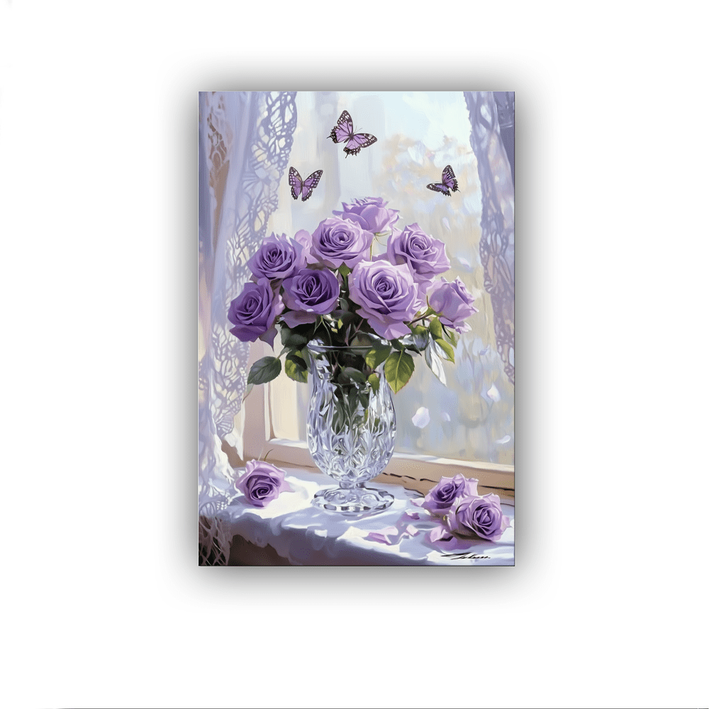 A bouquet of beautiful purple roses Poster Canvas Print Wall Art ...
