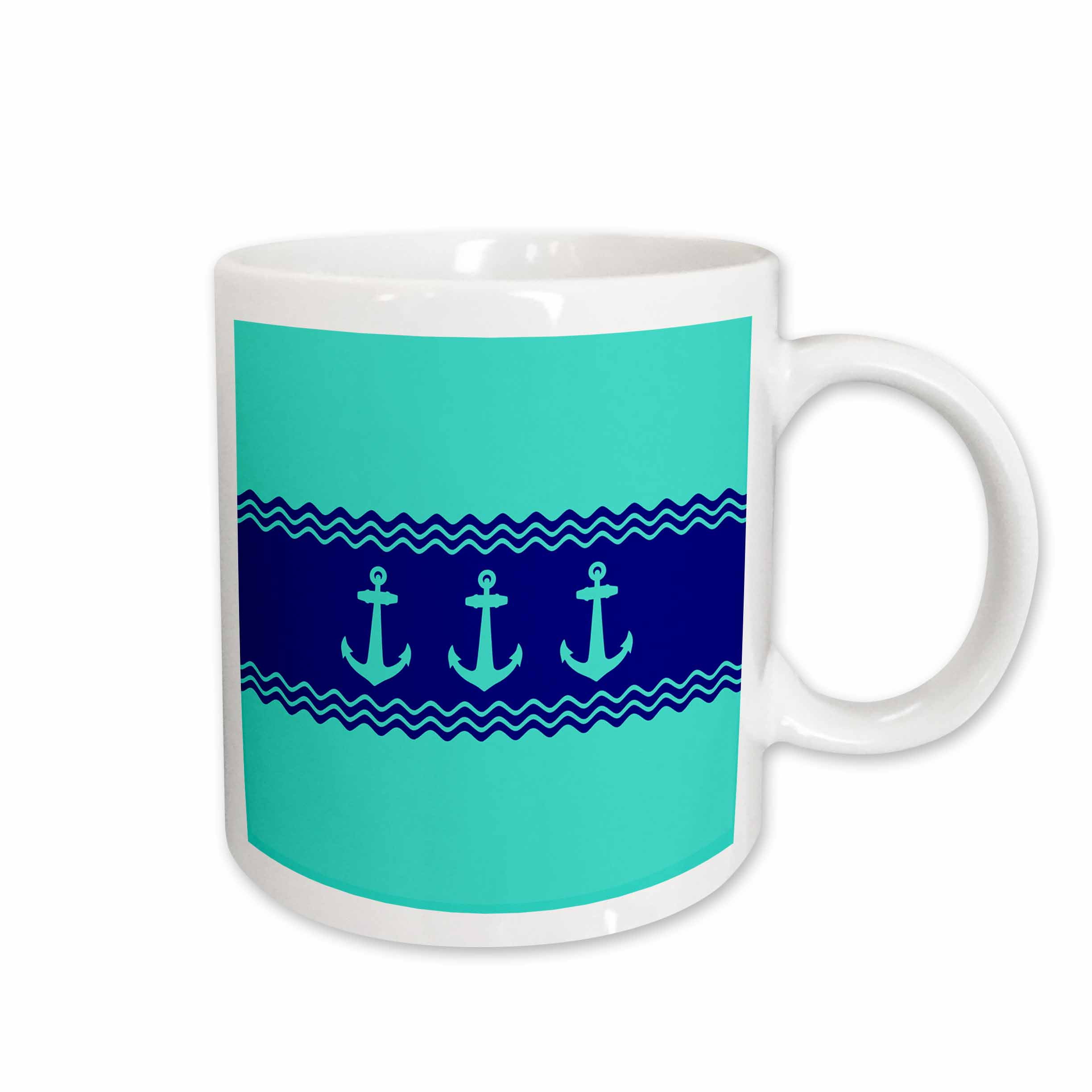 A bright coastal nautical design of 3 ship anchors in coastal colors ...