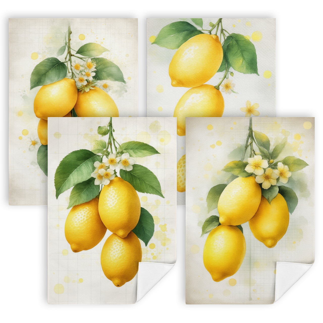 A bunch of lemons with leaves and flowers on a branchtowels4 PC 16x24 ...