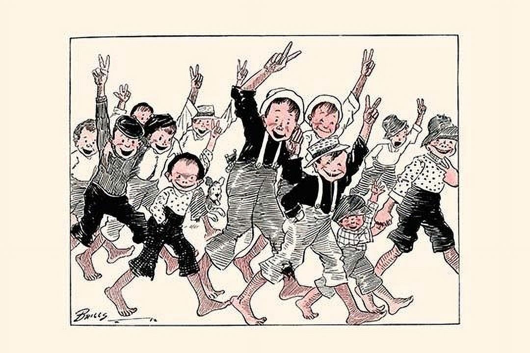 A cartoon of children having fun and displaying their hands is a ...