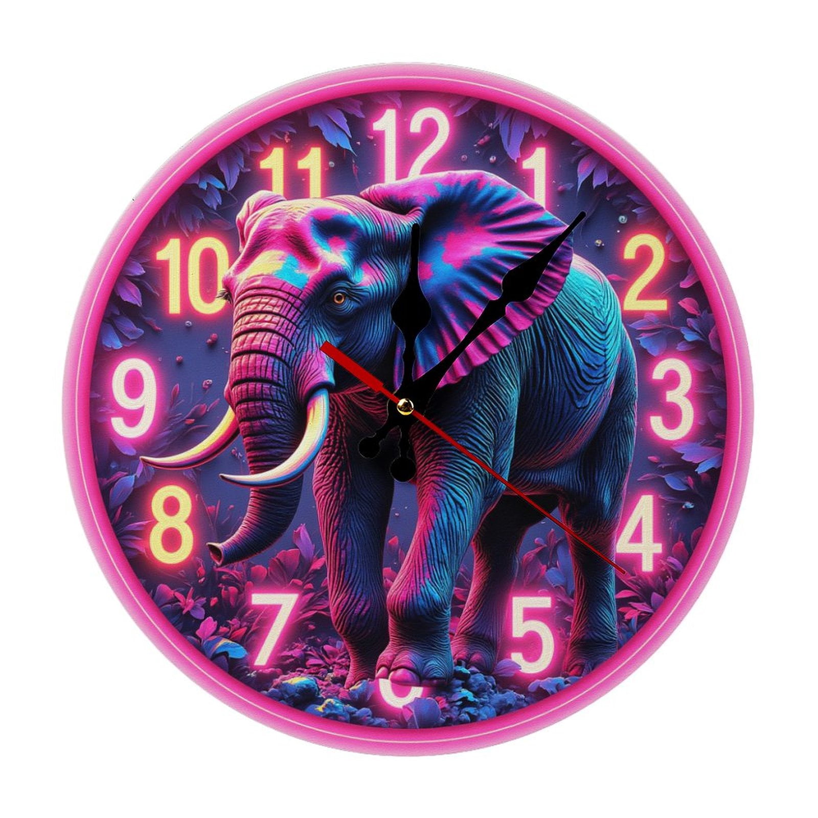 A clock face with a textured, blue circular pattern, creating a cool ...