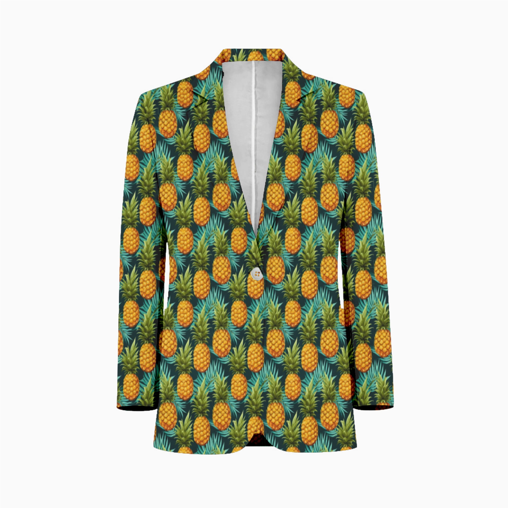 A close up of a pineapple and palm leaves pattern Mens Suits Shawl ...