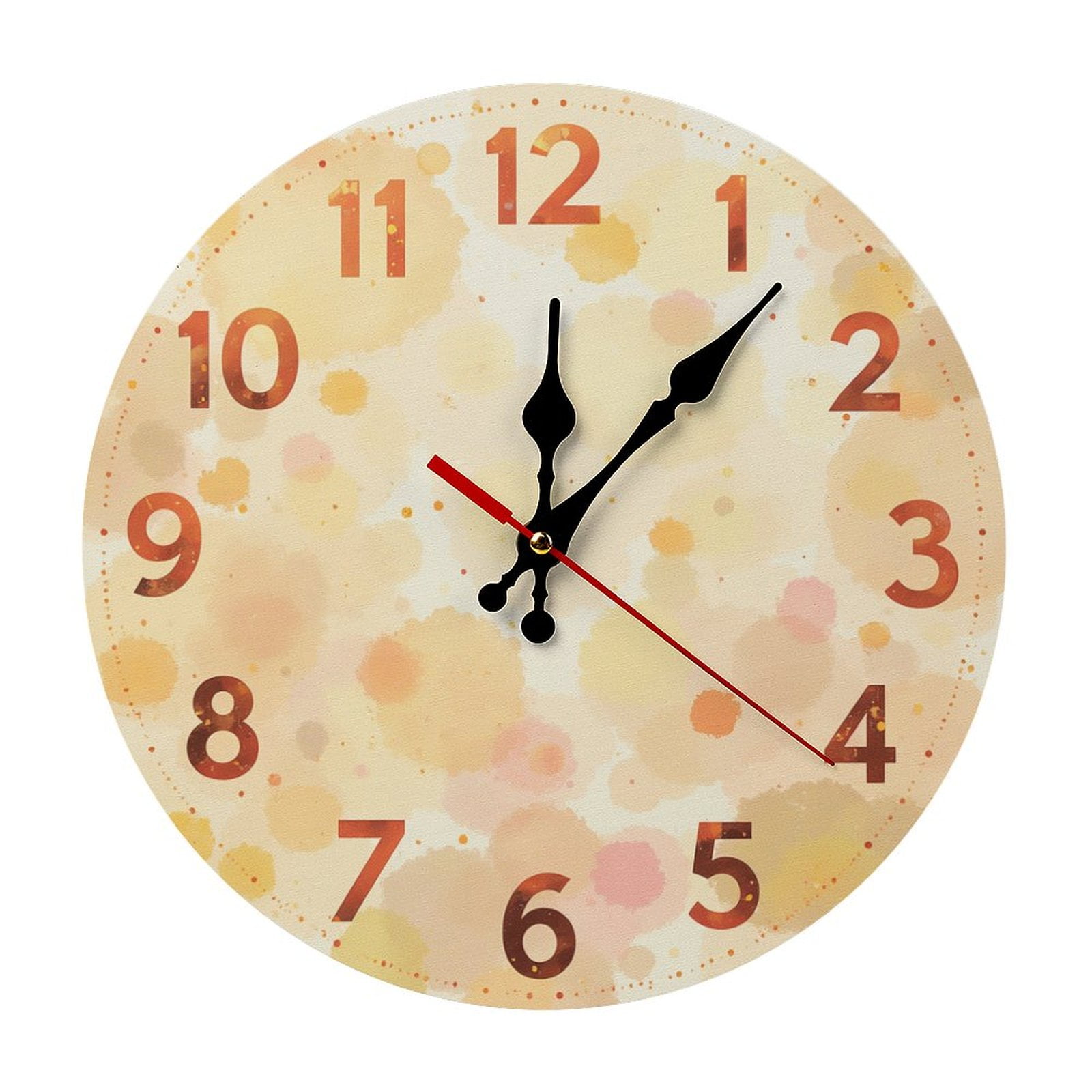 A colorful, abstract clock face with geometric shapes and patterns, for ...