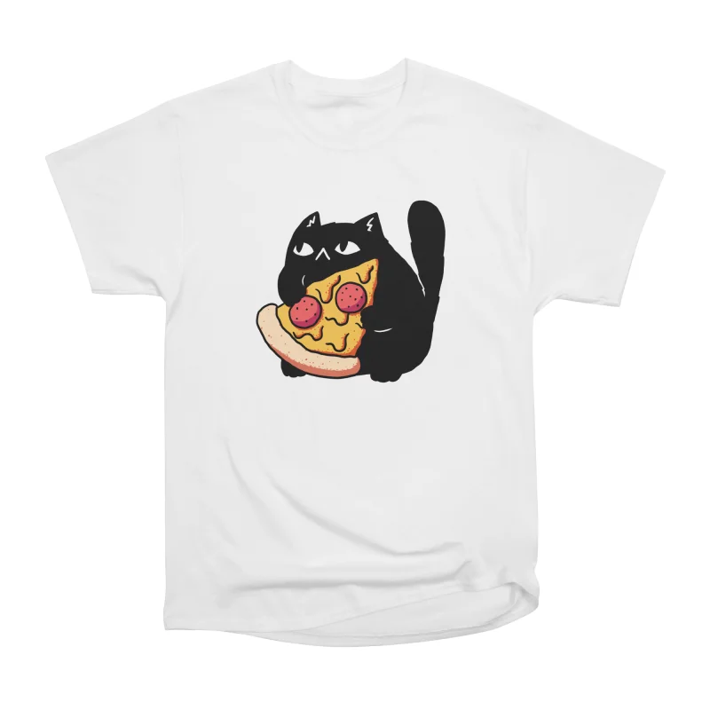A cute black cat holding a pizza T-Shirt Tee Gift For Him Merch For Her ...