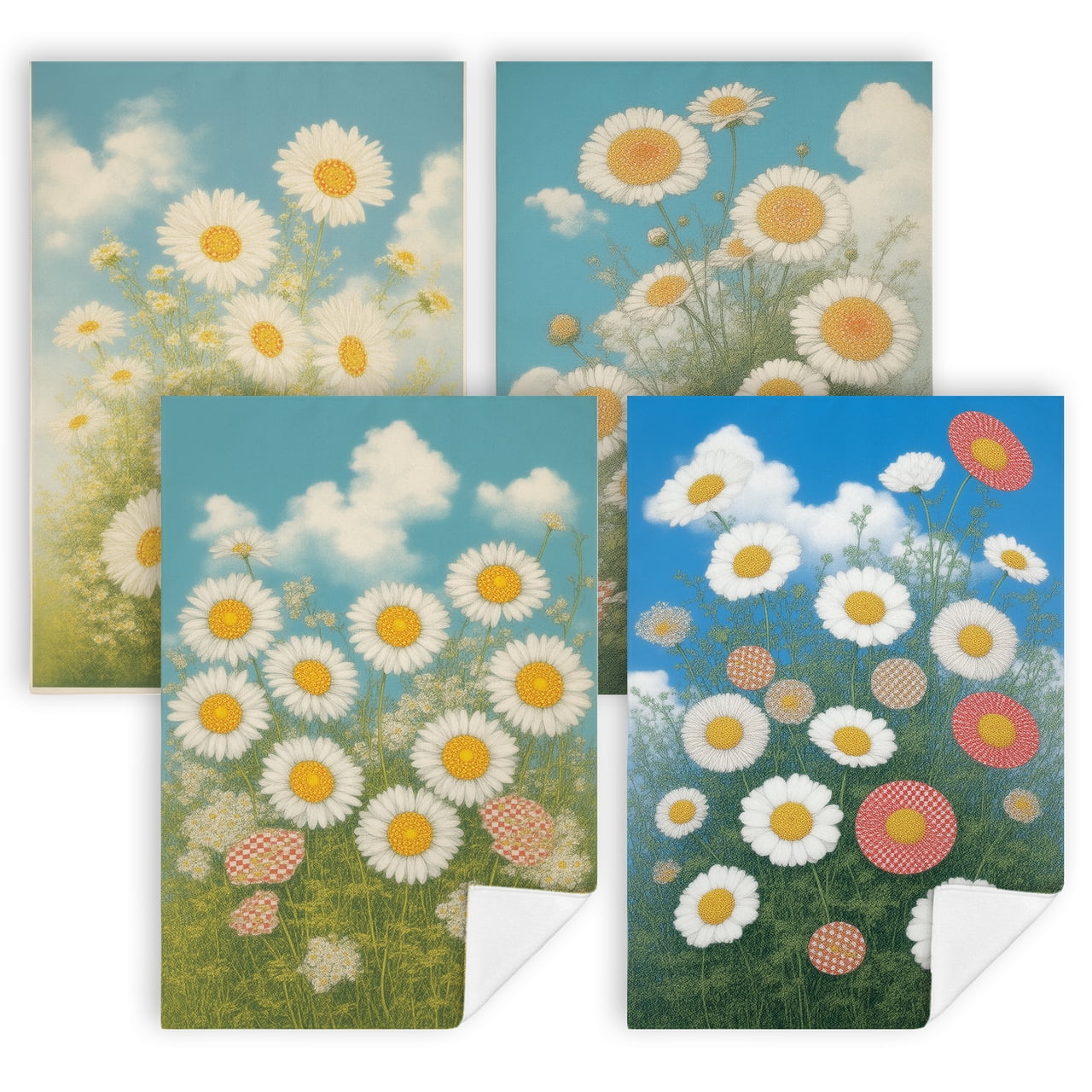 A field of daisies with a blue sky in the backgroundkitchen towel4 Pack ...