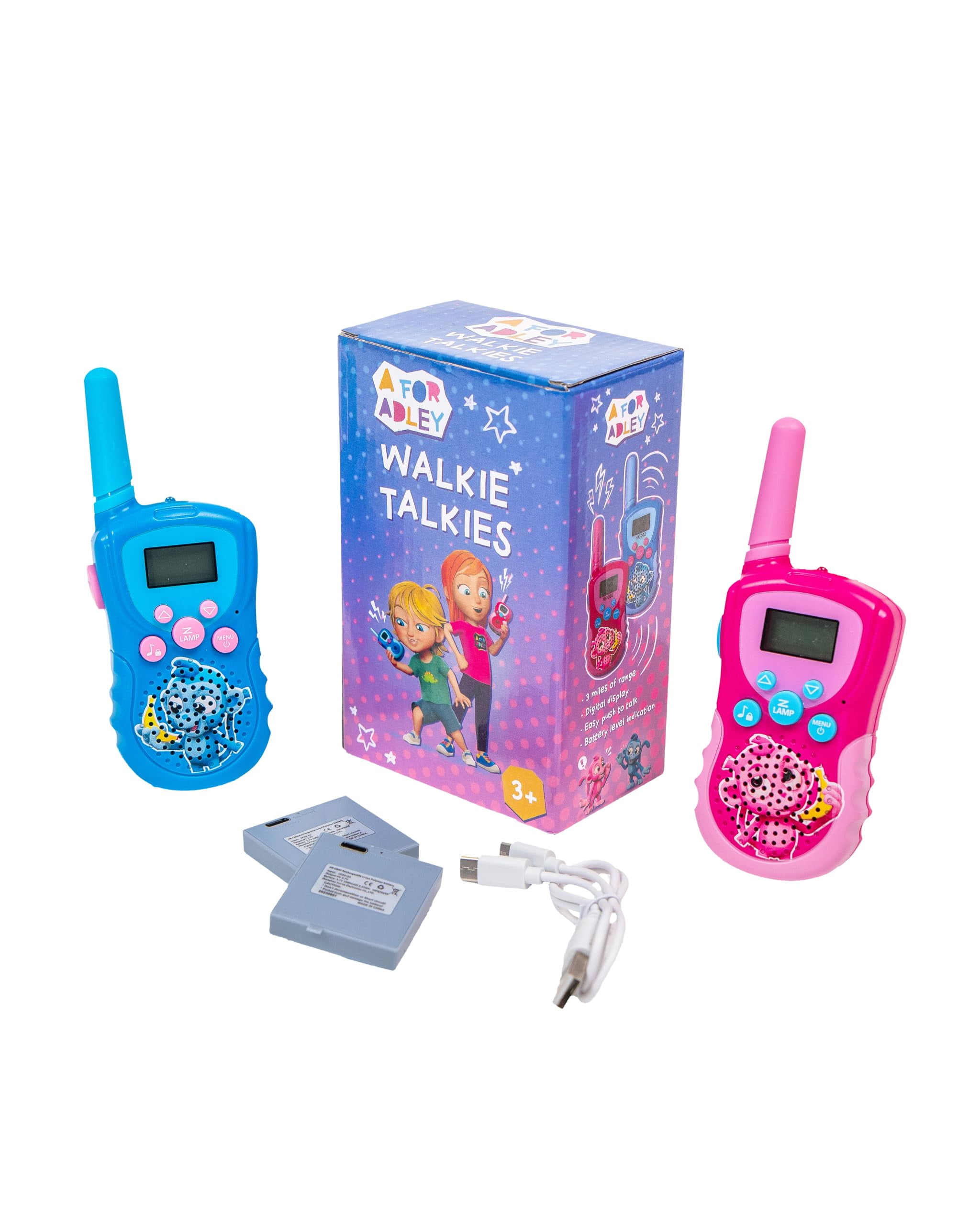 A for Adley Monkey Buddy Rechargeable Walkie Talkies (Pink and Blue) As ...