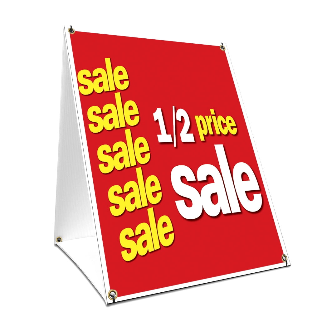 A-frame Sidewalk 1-2 Price Sale Sign With Graphics On Each Side | 24" X ...