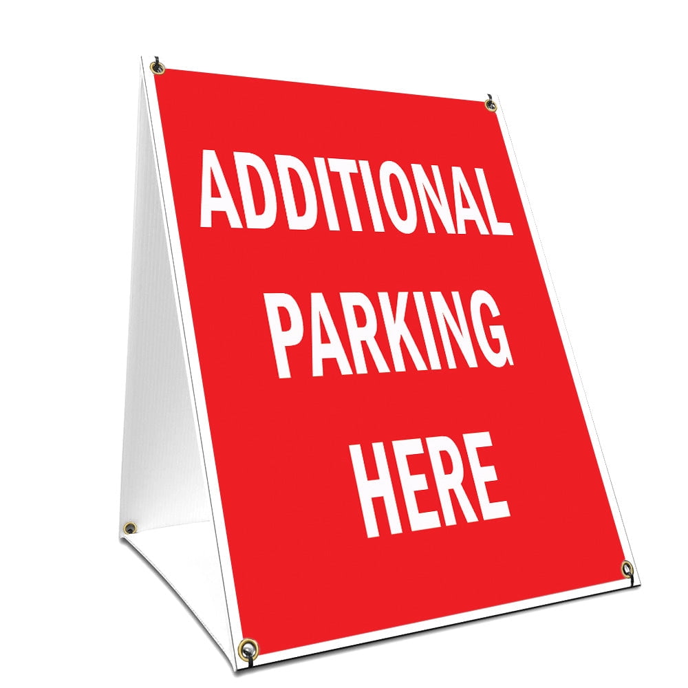 A-frame Sidewalk Additional Parking Here Sign With Graphics On Each ...