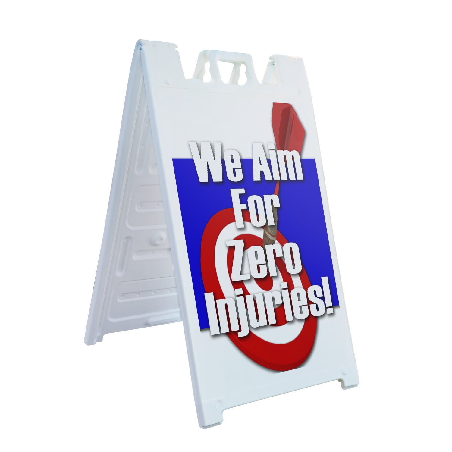 A-frame Sidewalk We Aim For Zero Injuries 24" x 36" Double Sided A ...