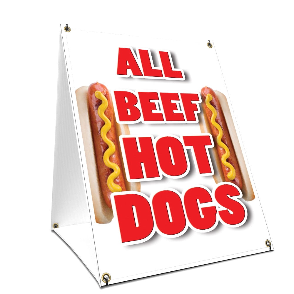 A-frame Sidewalk All Beef Hot Dogs Sign With Graphics On Each Side | 24 ...