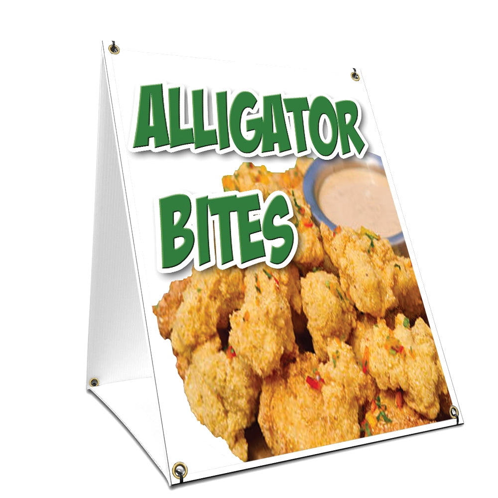 A-frame Sidewalk Alligator Bites Sign With Graphics On Each Side | 24 ...