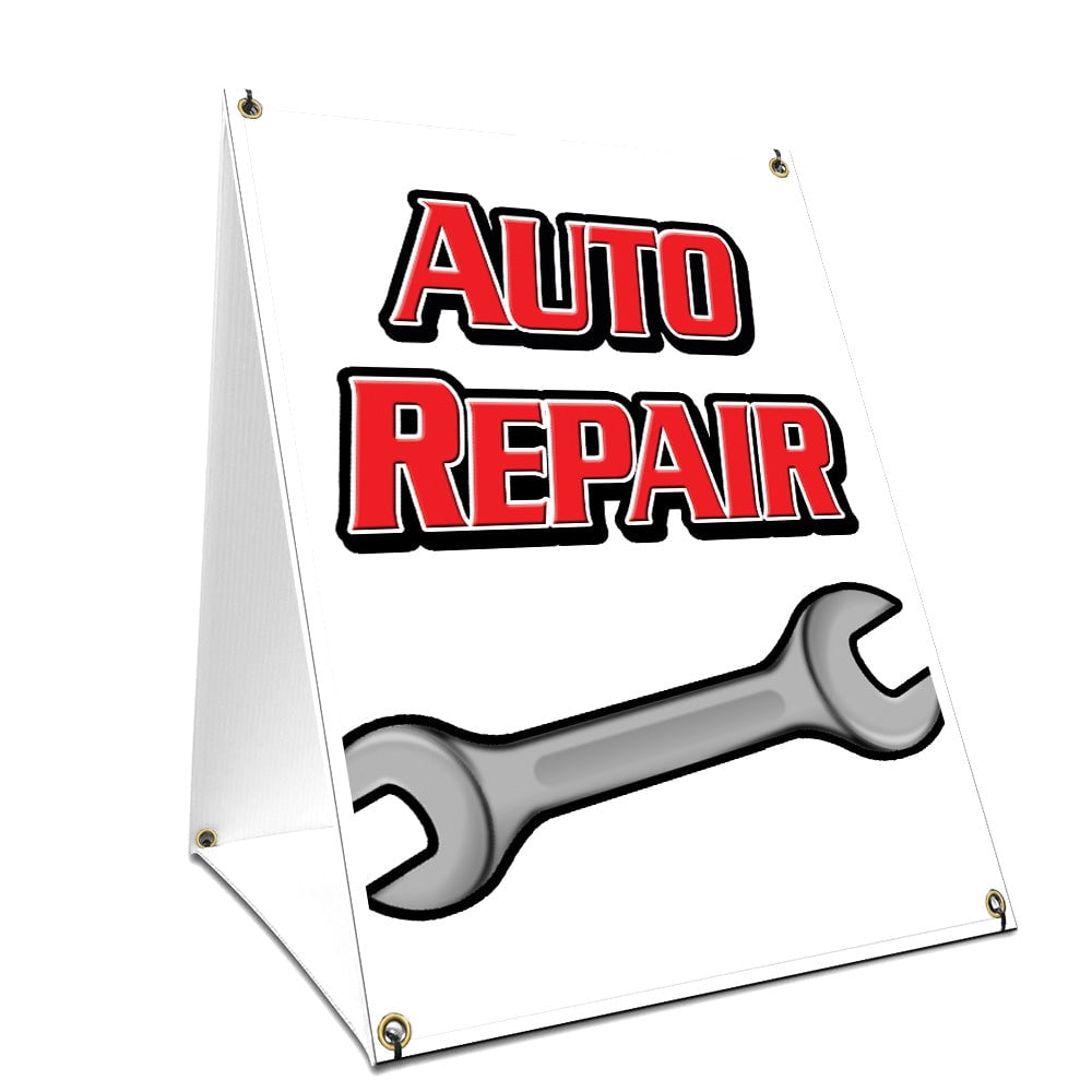 A-frame Sidewalk Auto Repair Sign With Graphics On Each Side | 24" X 36 ...