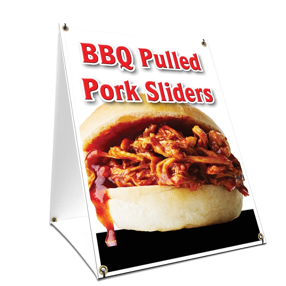 A-frame Sidewalk Bbq Pulled Pork Sliders Sign With Graphics On Each ...