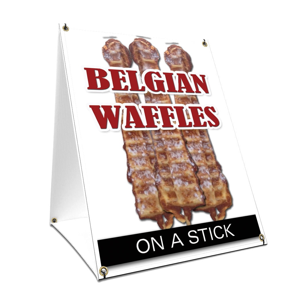A-frame Sidewalk Belgian Waffle On A Stick Sign With Graphics On Each ...