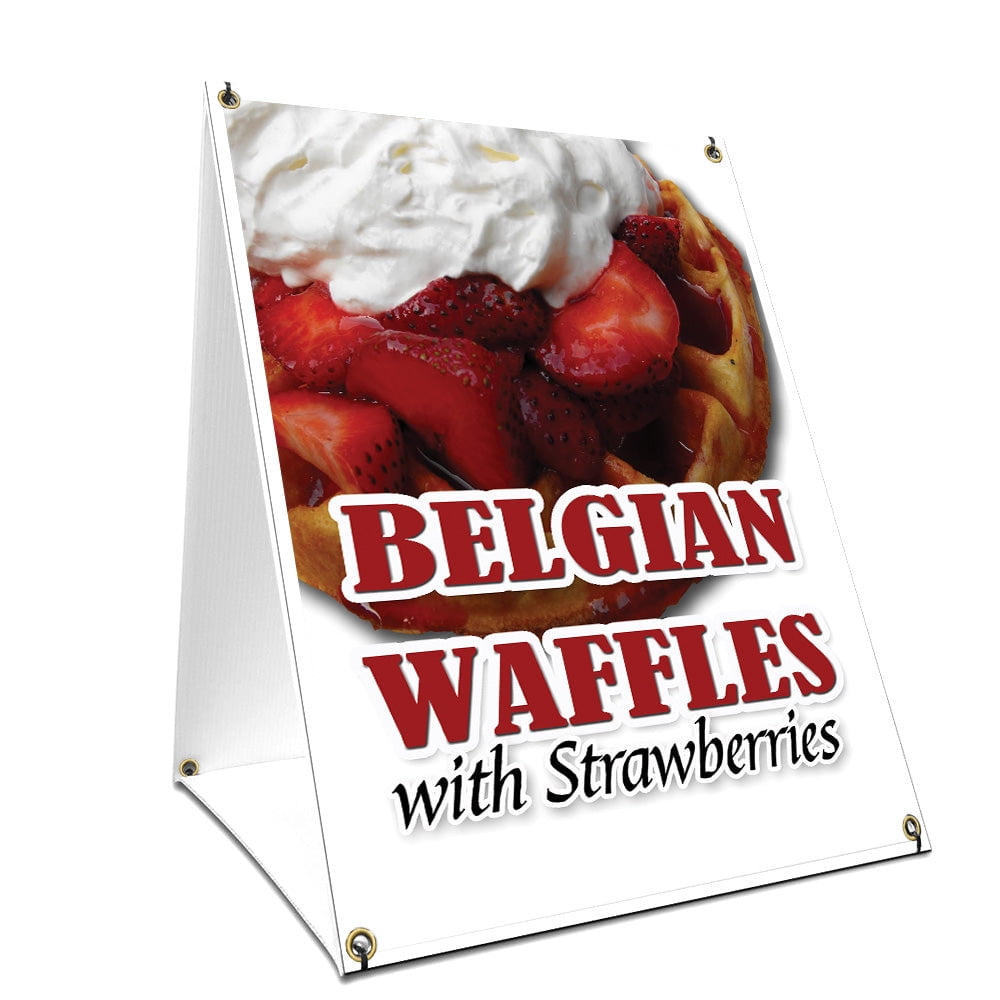 A-frame Sidewalk Belgian Waffle With Strawberries Sign With Graphics On ...