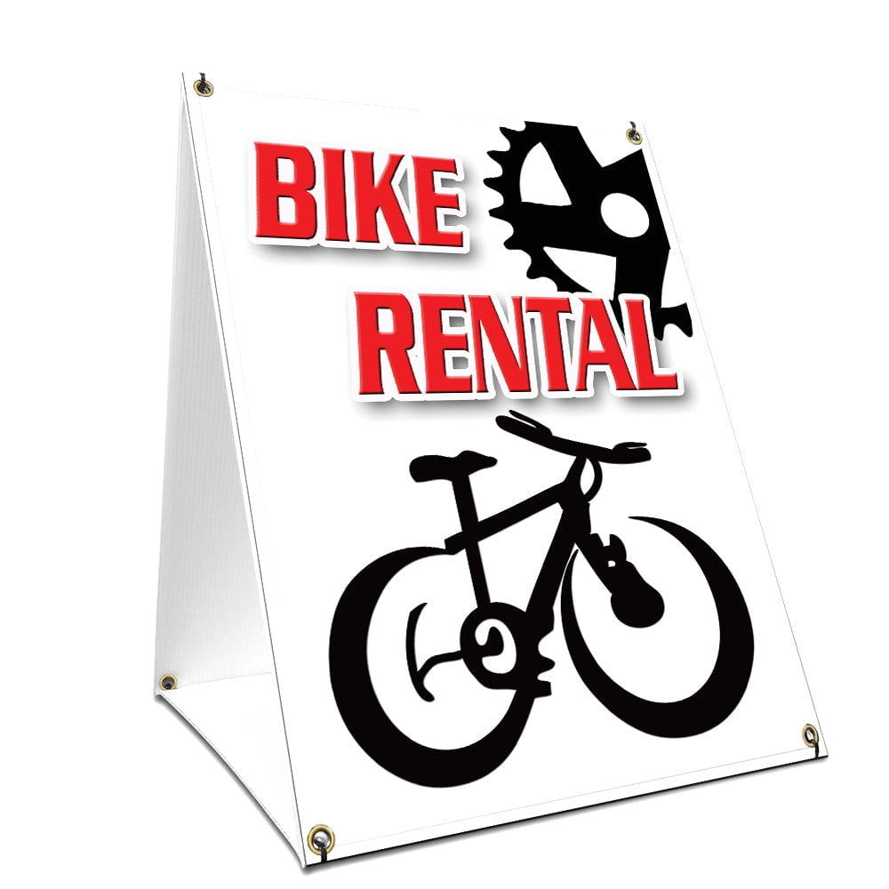 A-frame Sidewalk Bike Rental Sign With Graphics On Each Side | 24" X 36 ...