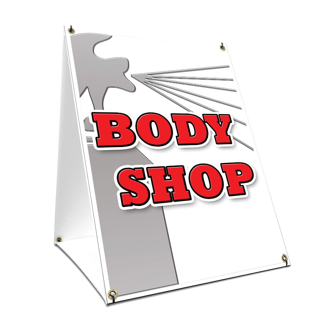 A-frame Sidewalk Body Shop Sign With Graphics On Each Side | 24" X 36 ...