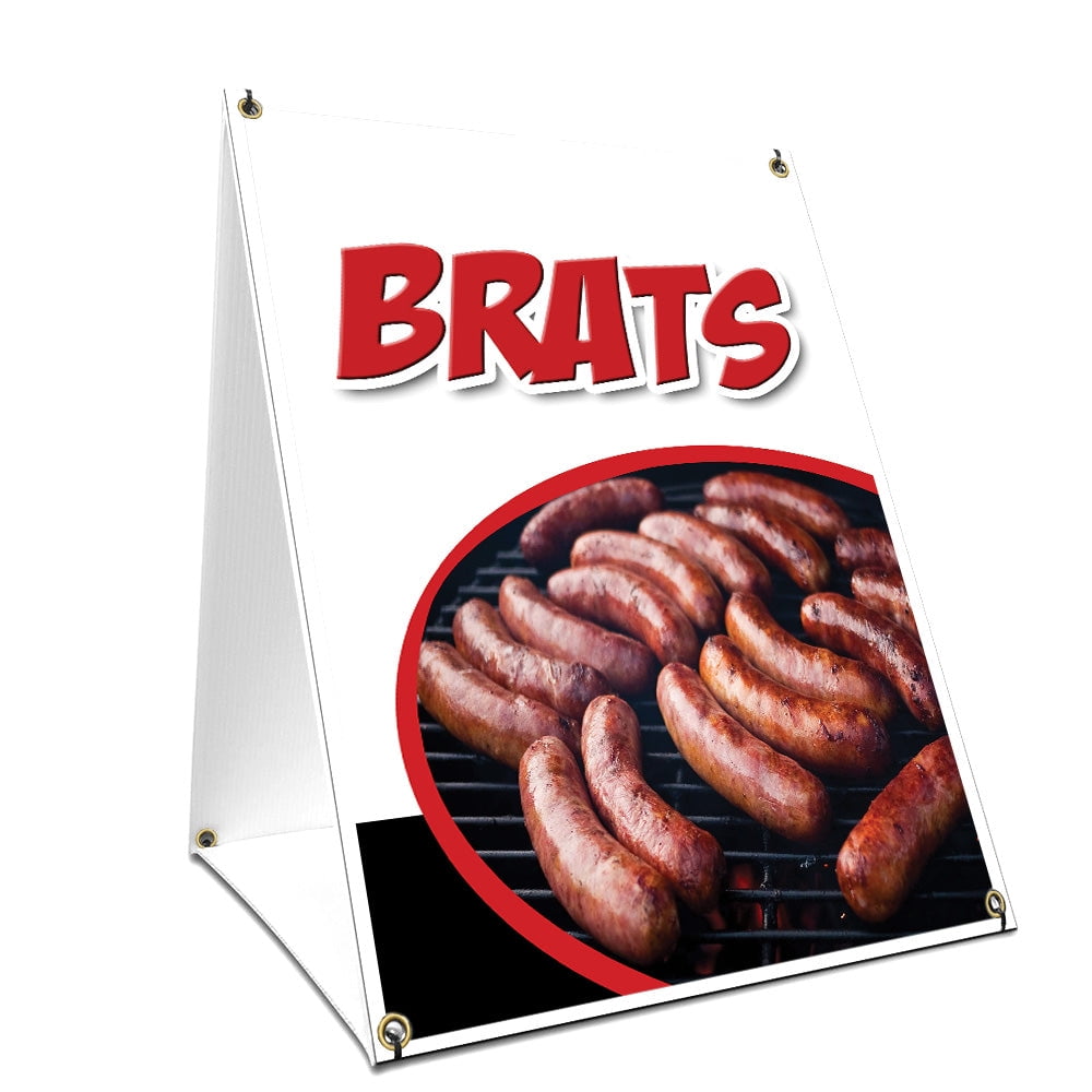 A-frame Sidewalk Brats Sign With Graphics On Each Side | 24" X 36 ...