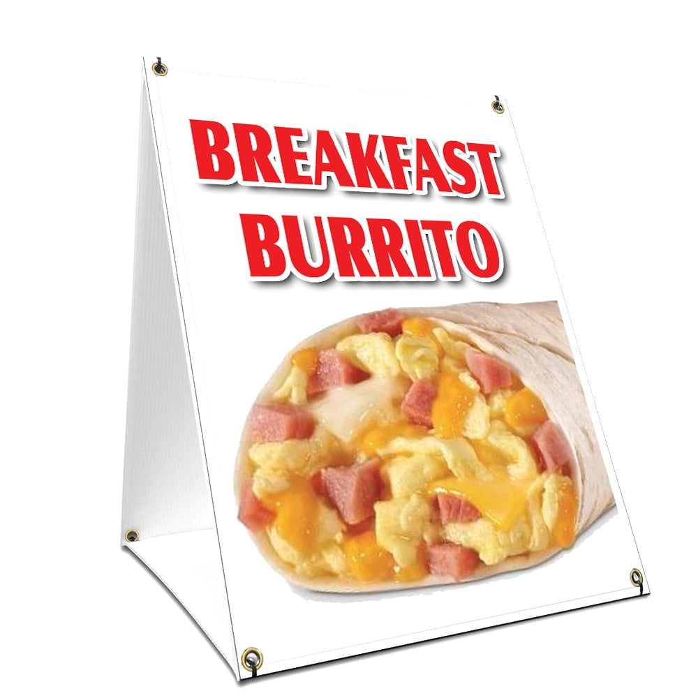 A-frame Sidewalk Breakfast Burrito Sign With Graphics On Each Side | 24 ...