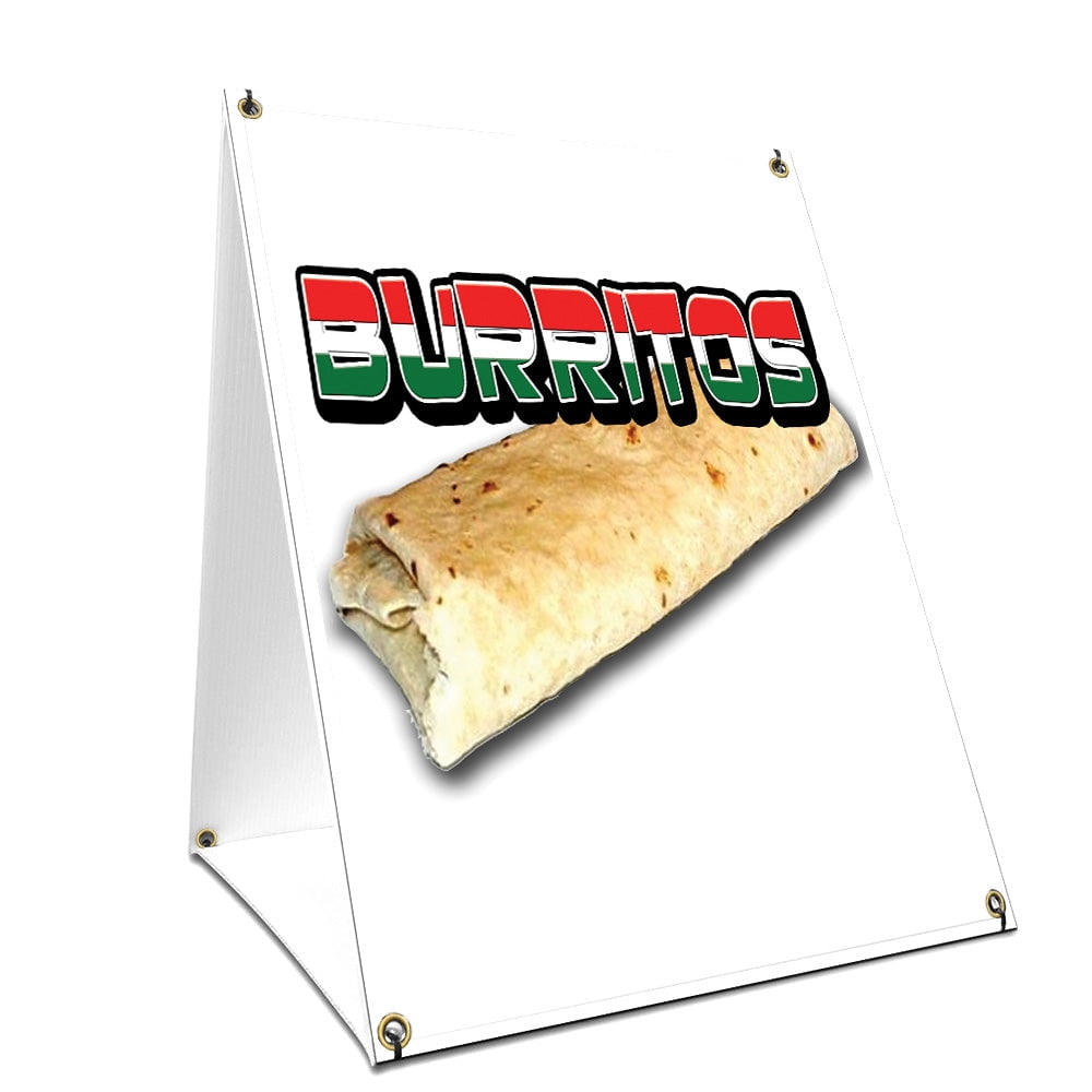 A-frame Sidewalk Burritos Sign With Graphics On Each Side | 18" X 24 ...