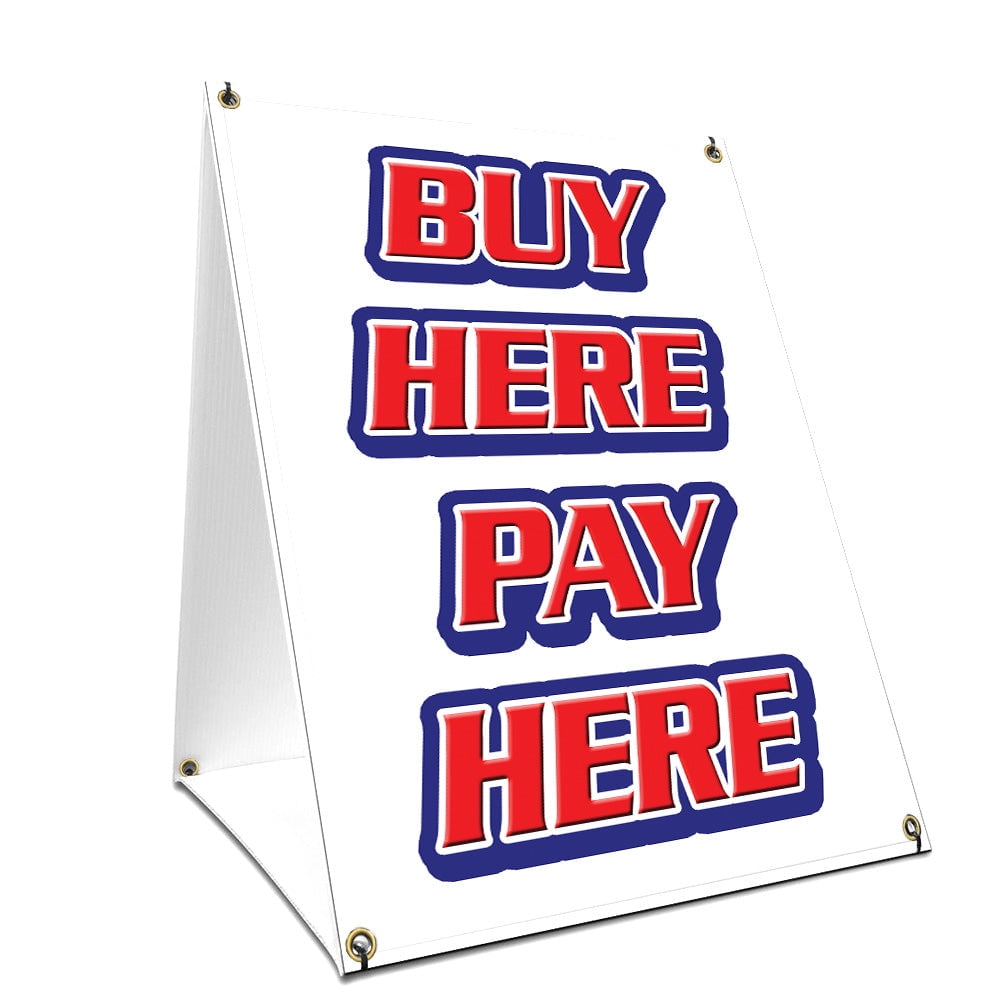 A-frame Sidewalk Buy Here Pay Here Sign With Graphics On Each Side | 24 ...