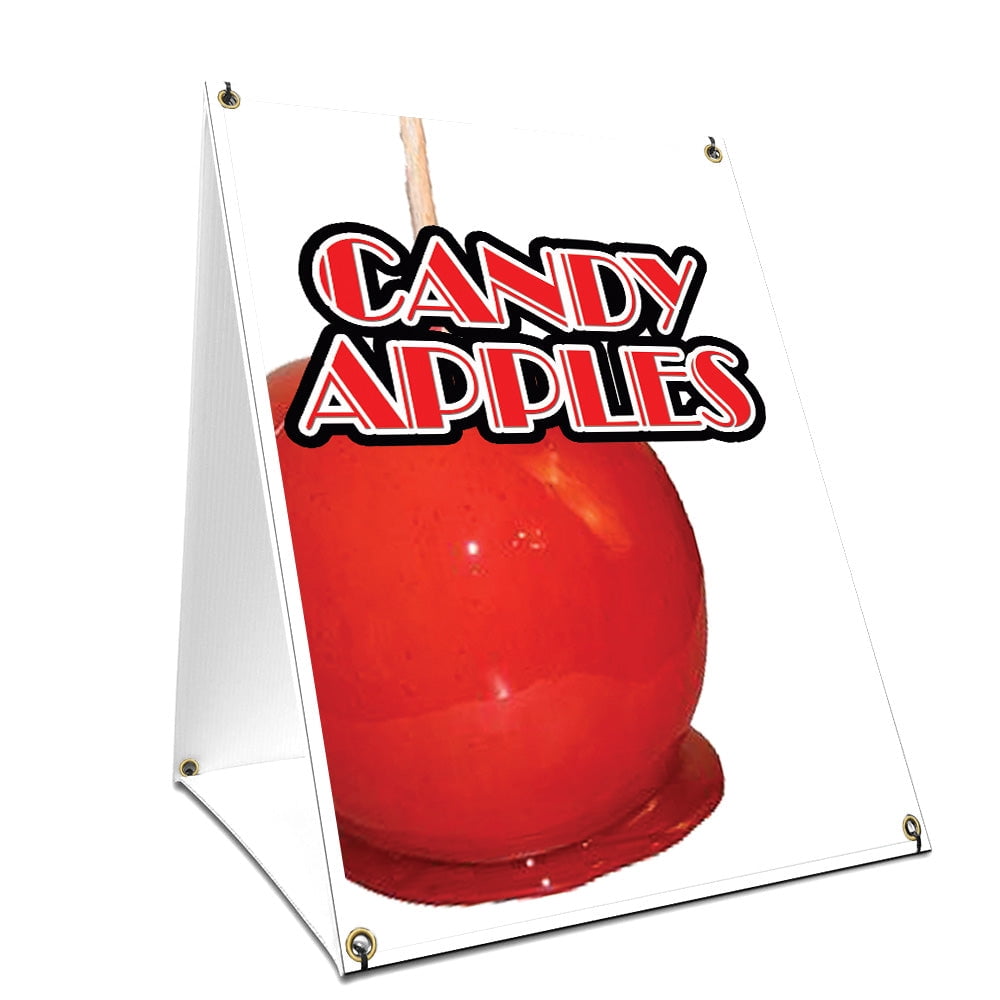 A-frame Sidewalk Candy Apples Sign With Graphics On Each Side | 24" X ...