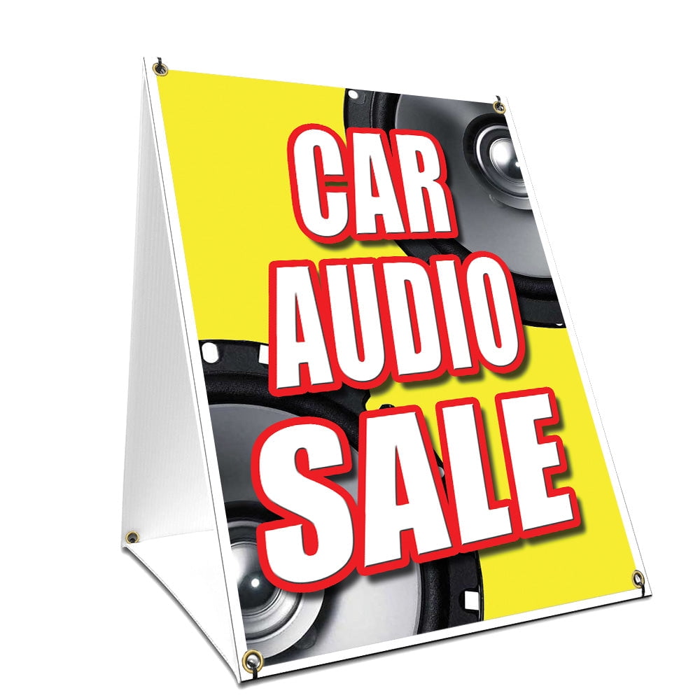 A-frame Sidewalk Car Audio Sale Sign With Graphics On Each Side | 18" X ...