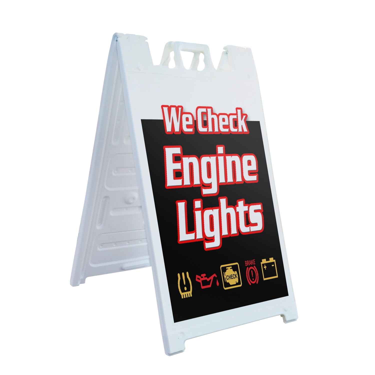 A-frame Sidewalk We Check Engine Lights 24" x 36" Double Sided A-Frame ...