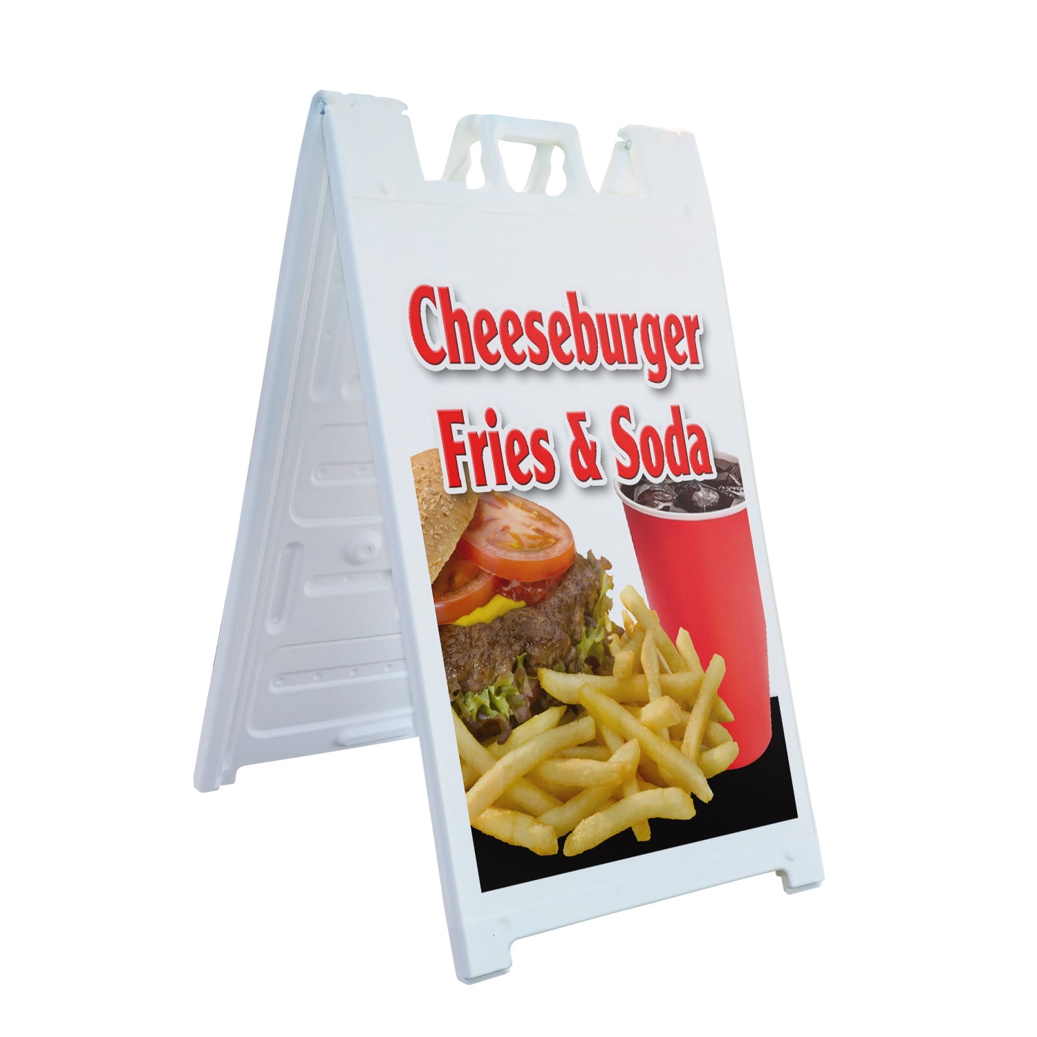 A-frame Sidewalk Cheeseburger Fries Soda 24" x 36" Double Sided A-Frame ...