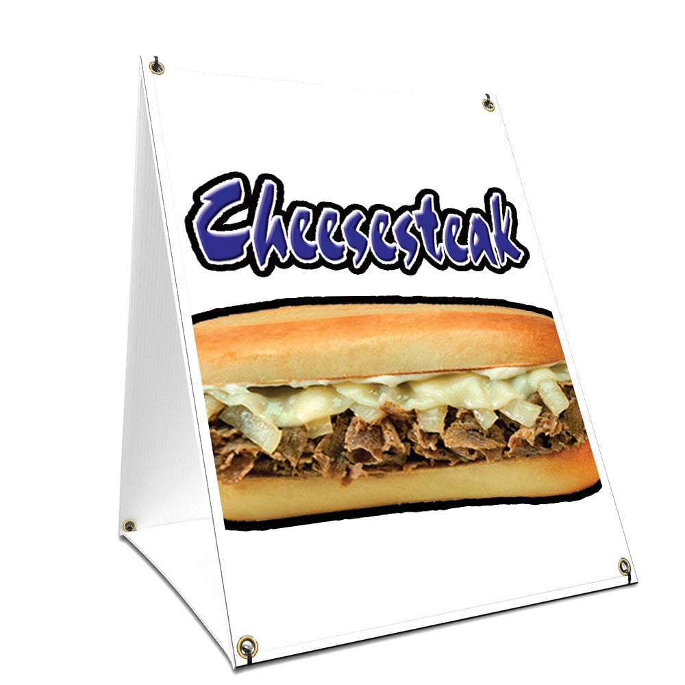 A-frame Sidewalk Cheesesteak Sign With Graphics On Each Side | 24" X 36 ...