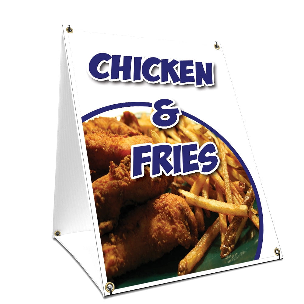 A-frame Sidewalk Chicken & Fries Sign With Graphics On Each Side | 24 ...