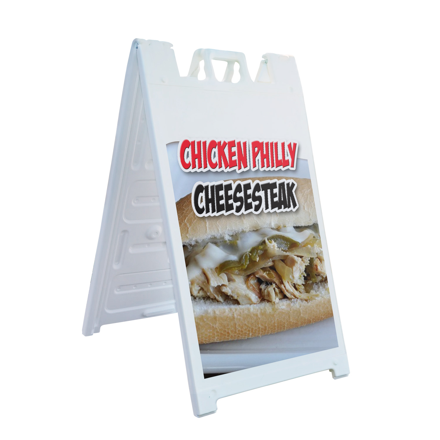 A-frame Sidewalk Chicken Philly Cheesesteak 24" x 36" Double Sided A ...
